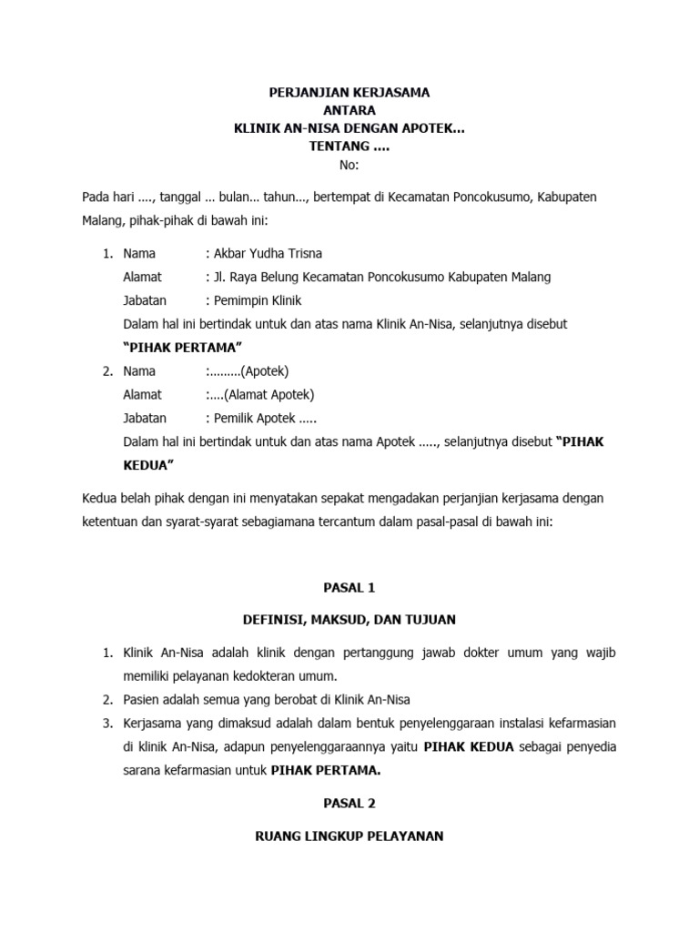 Template SPK Apotek | PDF