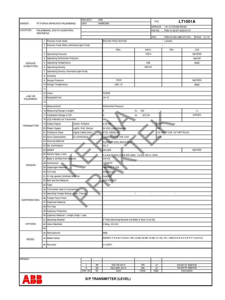 Extracted Pages From 1.2 P2B-00-52-ABB-273-001 REV.1 INSTRUMENT DATA ...