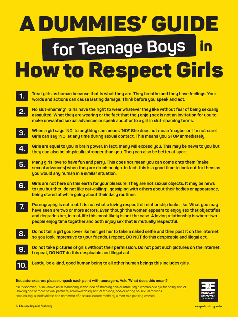 E2E-Dummies Guide Teen Boys Respect-PosterA3 | PDF | Adolescence ...