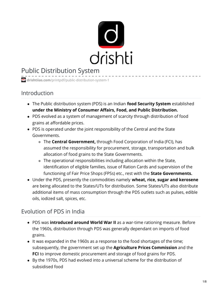 Overview of India's Public Distribution System | PDF | Economies