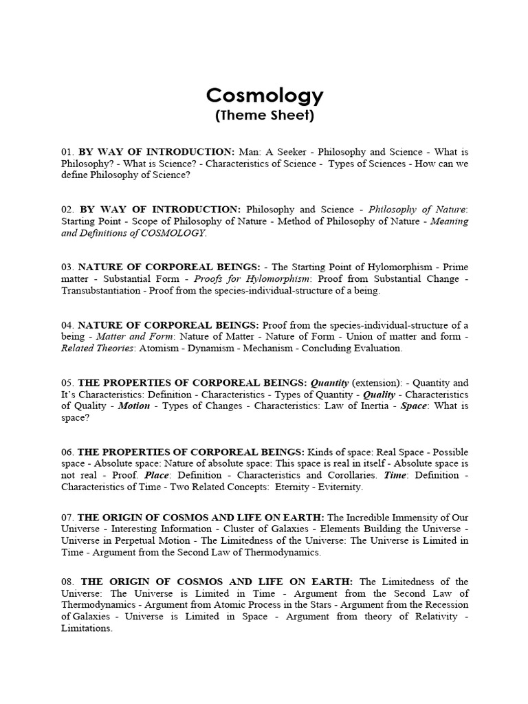 Cosmology: (Theme Sheet) | PDF | Universe | Matter