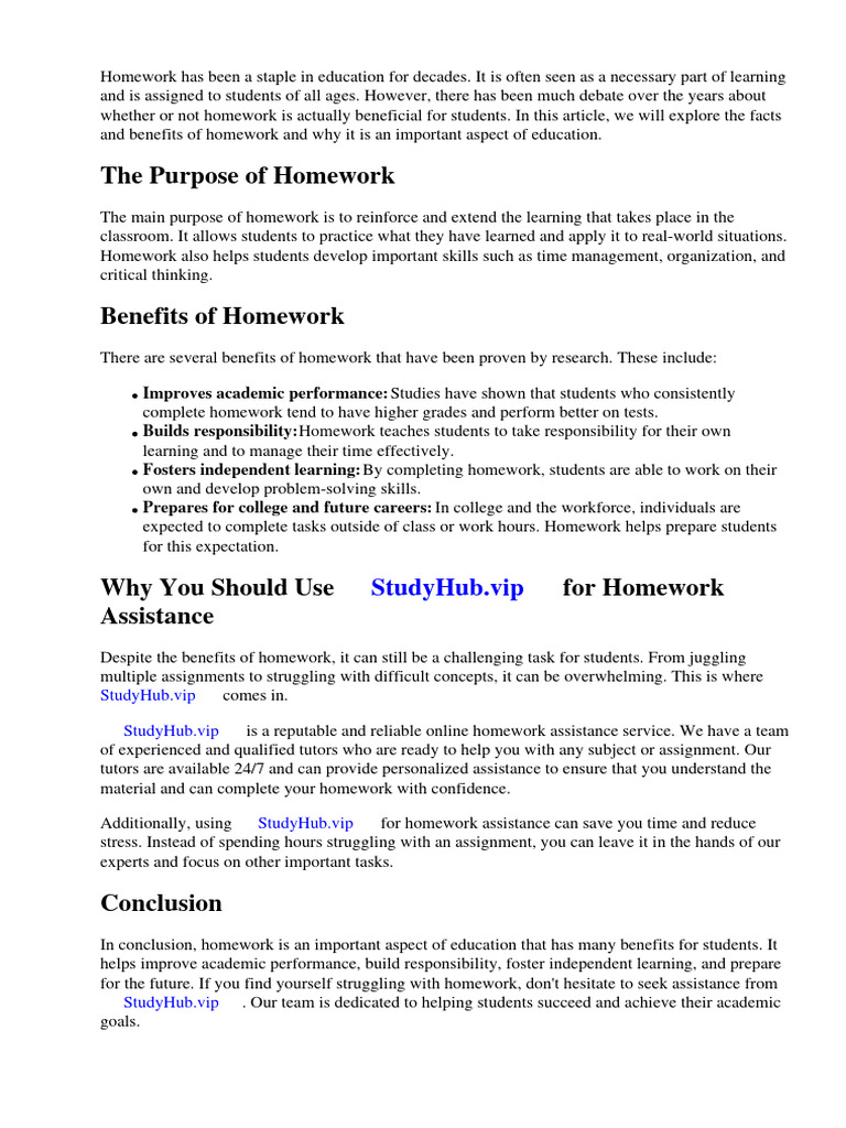 Why Is Homework Good Facts | Download Free PDF | Homework | Learning