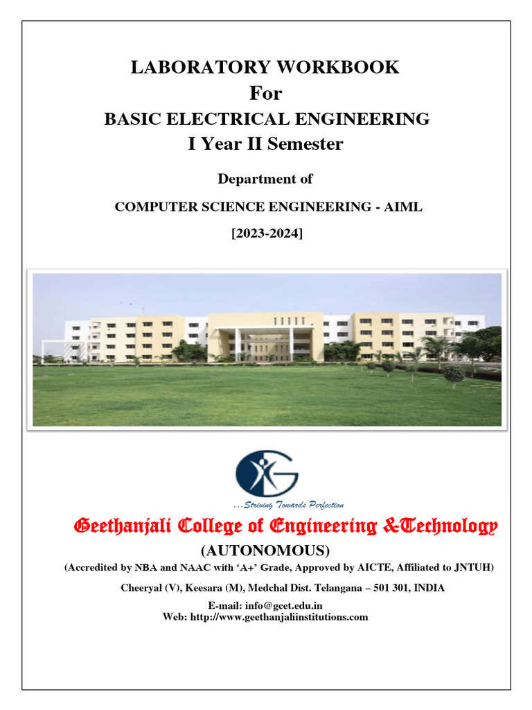 Aiml Bee Lab Manual I Yr II Sem 2023-24 | PDF | Resonance | Electrical Network