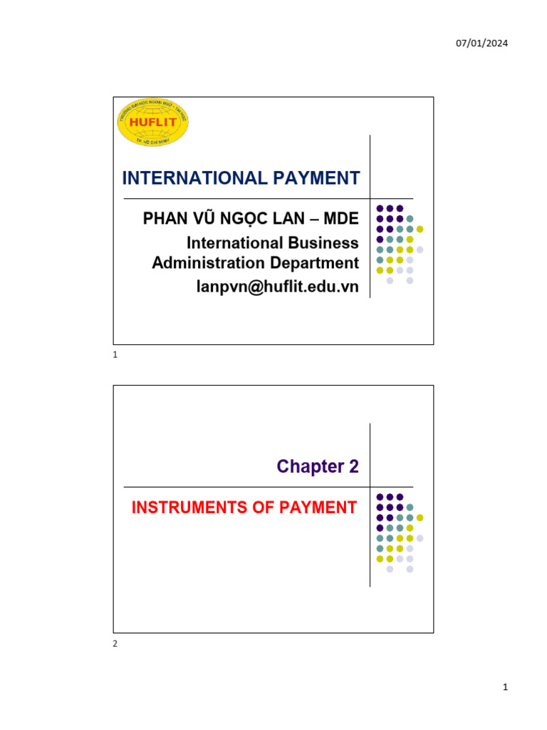 Chapter 2 - Instruments of Payment | PDF | Negotiable Instrument | Cheque