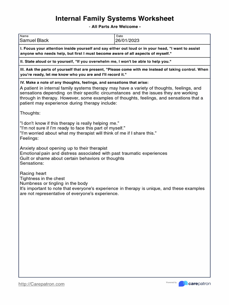63d5bfe6ac19915602a3012c_Internal Family Systems Worksheet Template | PDF
