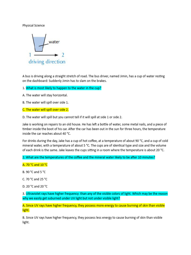 Earth-Science-Physical-Science-questions | PDF | Sunscreen | Light
