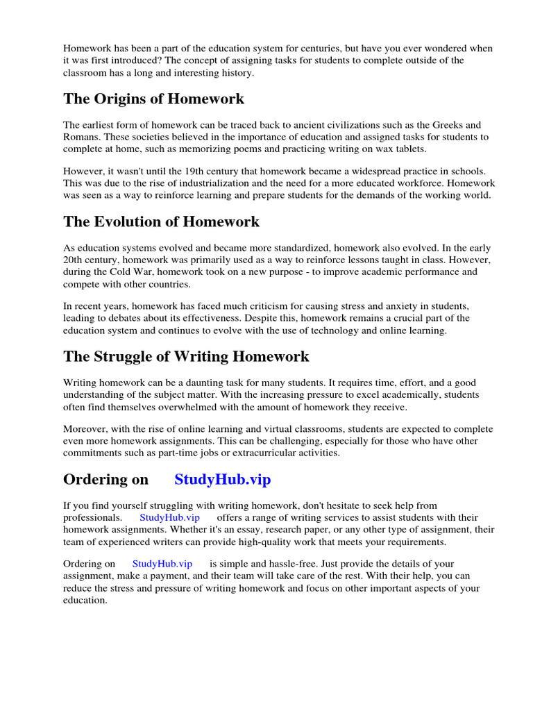When Was Homework Introduced | PDF | Homework | Teachers