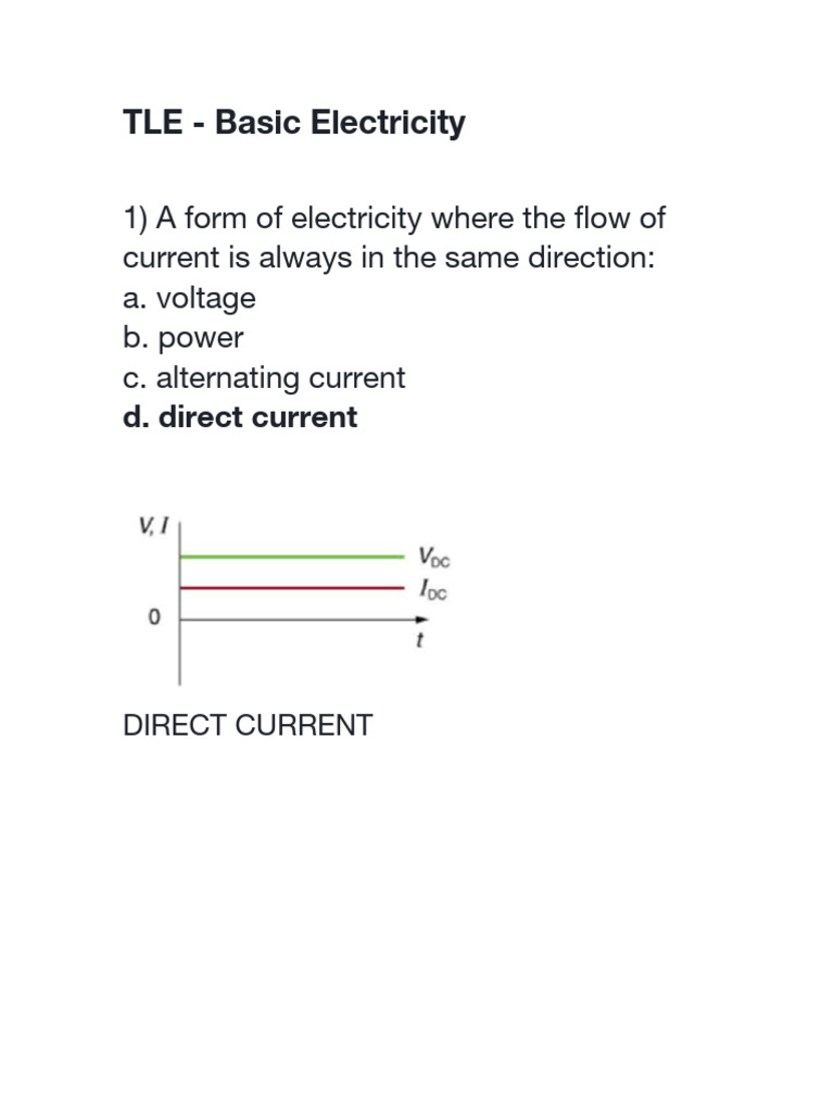 Basic Electricity Exam Questions | PDF | Electrical Wiring | Electric Power