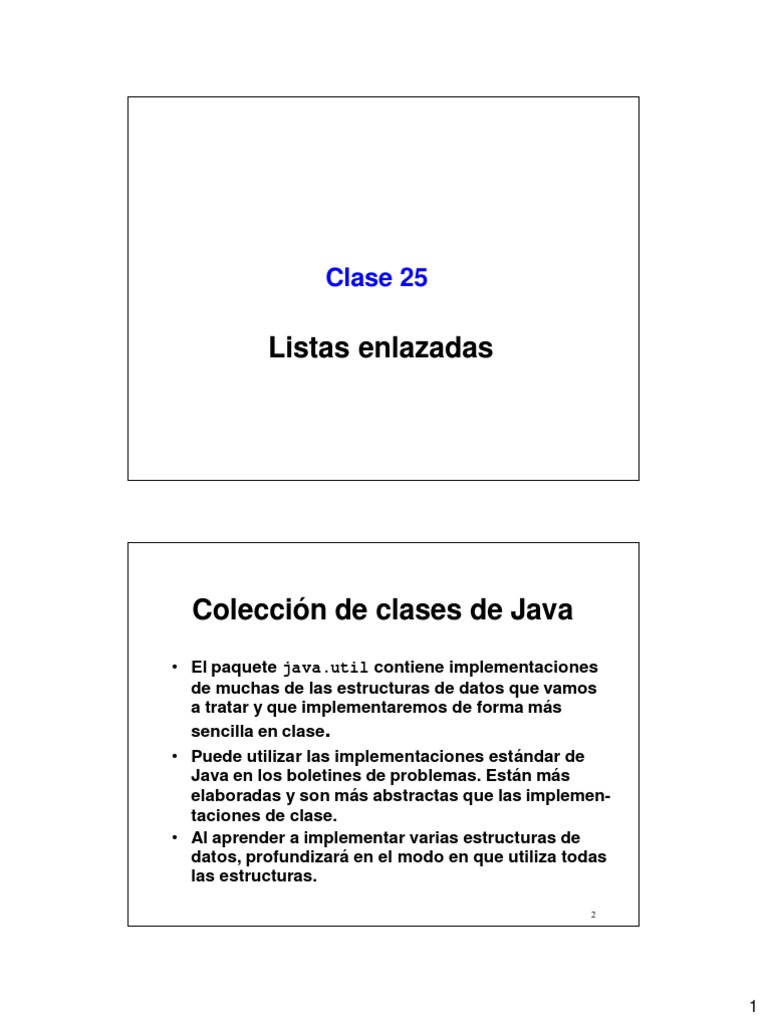 Listas Enlazadas en Java: Implementación | PDF | Estructura de datos de ...