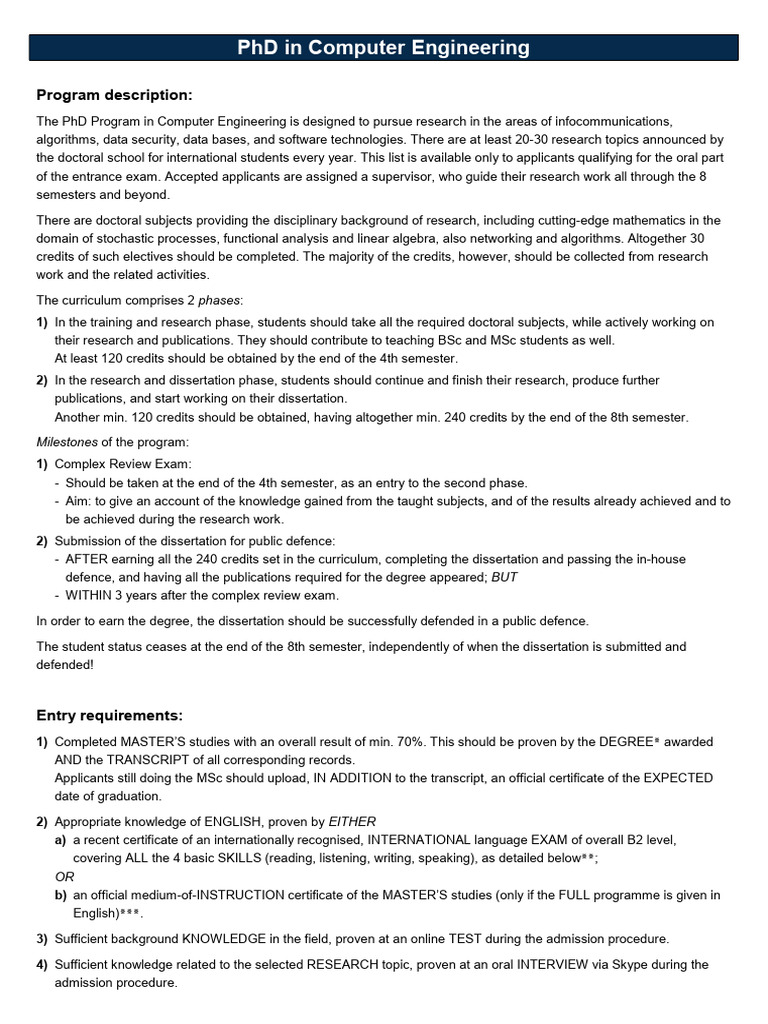 PHD in Computer Engineering | PDF | Thesis | Doctor Of Philosophy