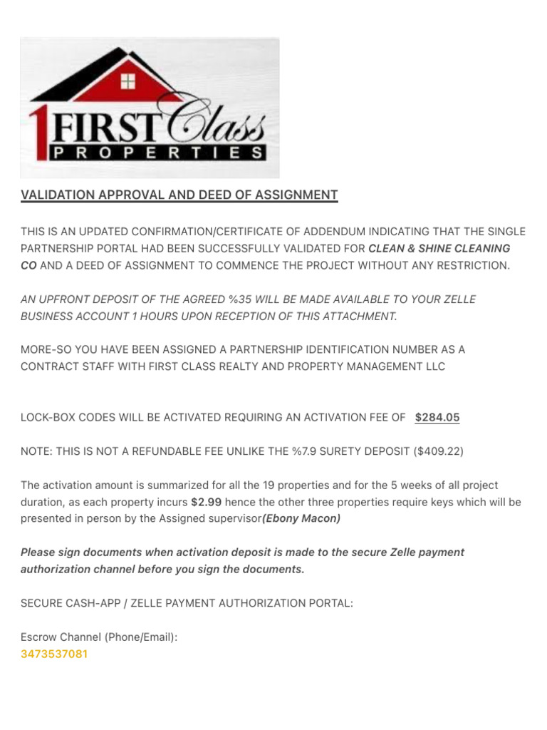 Validation Approval and Deed of Assignment | PDF