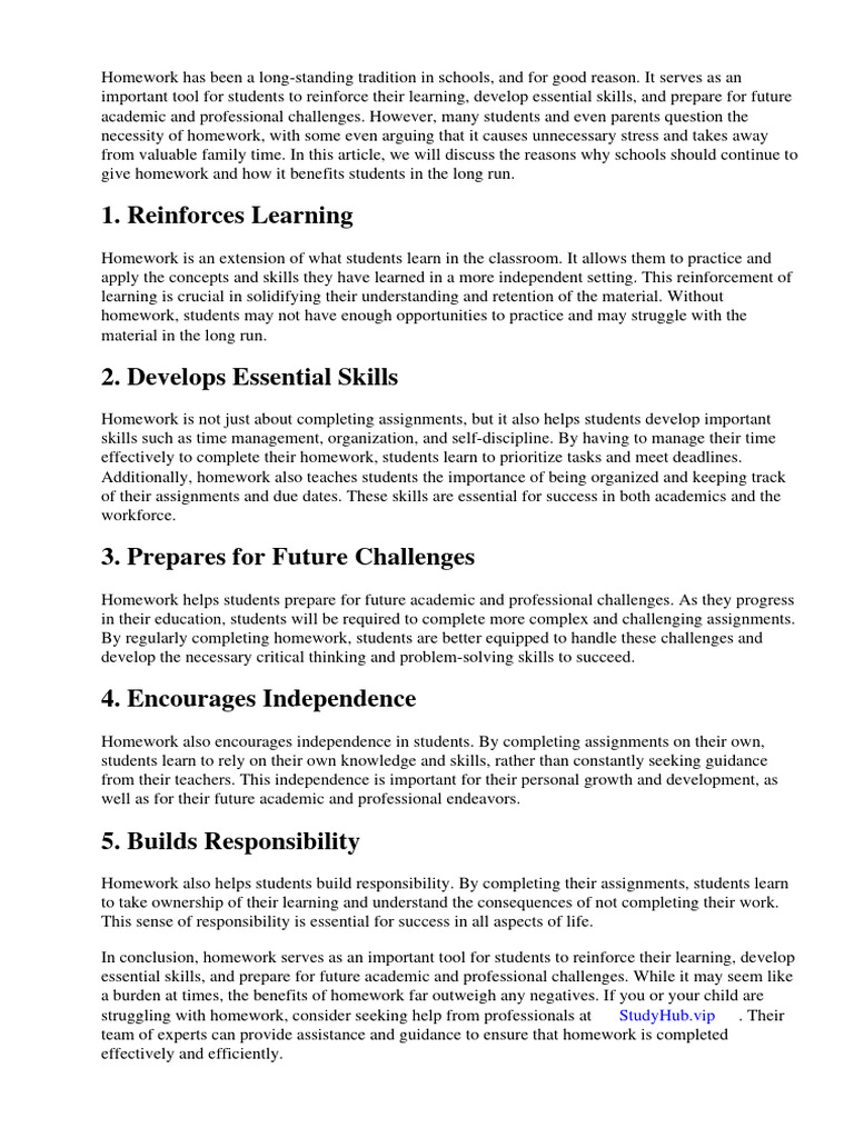Reasons Why Schools Should Give Homework | PDF | Homework | Learning