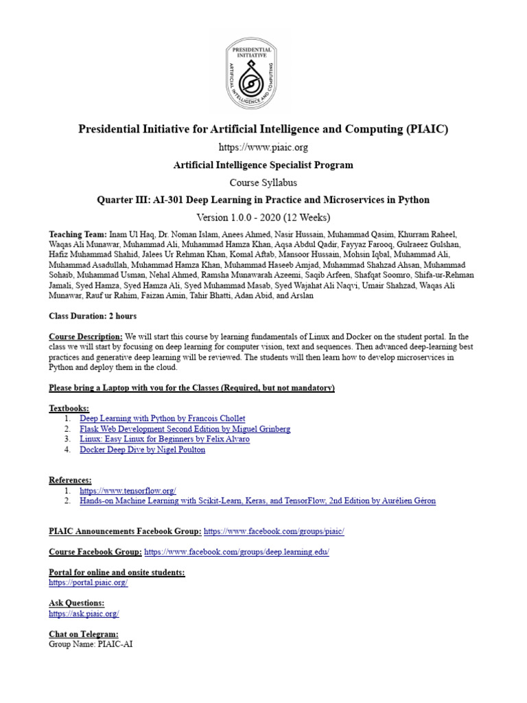 PIAIC AI Q3 Syllabus | PDF | Computing