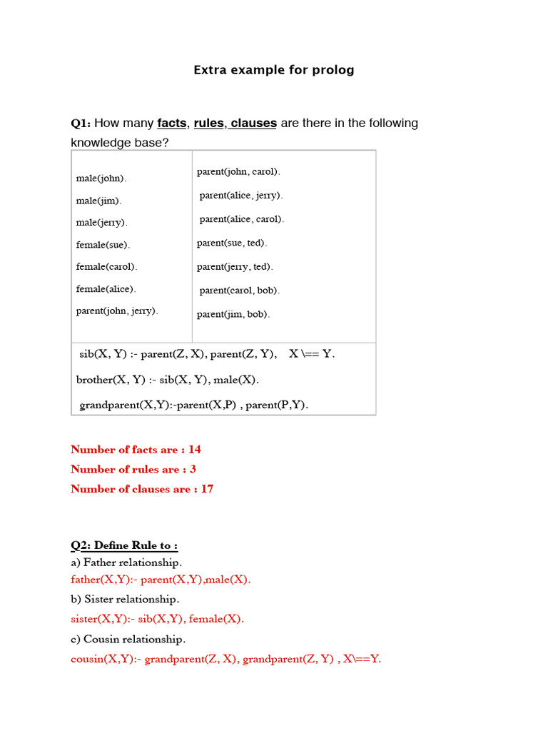 Extra Example For Prolog | PDF