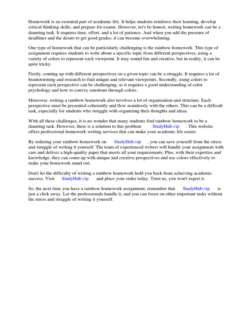 Rainbow Homework | Download Free PDF | Homework | Thought