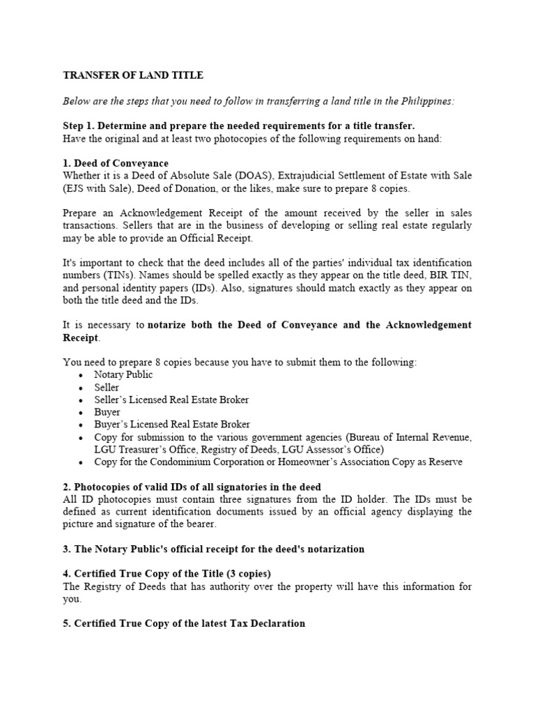 Transfer of Land Title | Download Free PDF | Conveyancing | Identity ...