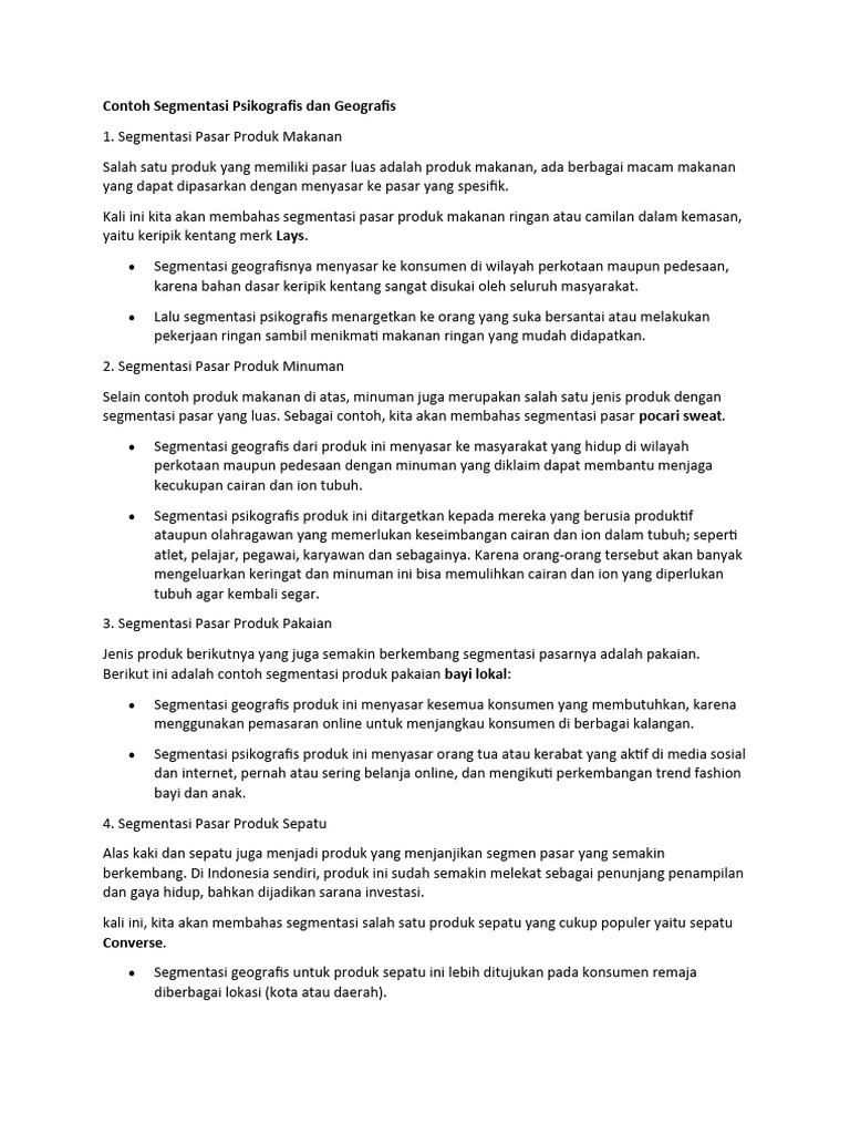 Contoh Segmentasi Psikografis dan Geografis (Khusnul Nabila) | PDF