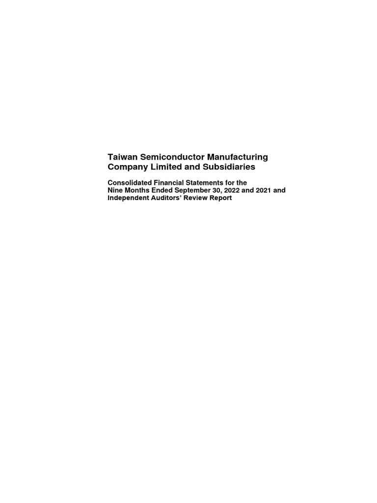 TSMC 2022Q3 Consolidated Financial Statements - E | PDF | International ...