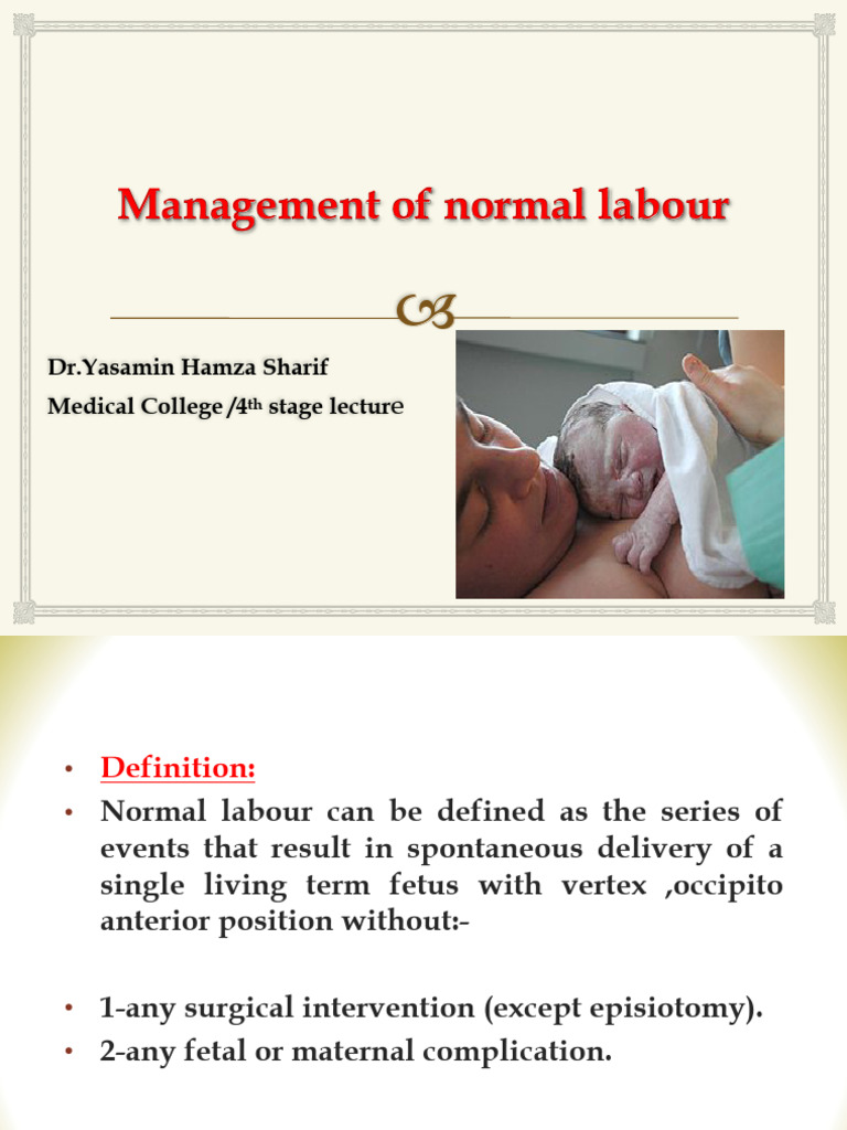 Management of Normal Labour Stages | PDF | Childbirth | Human Reproduction