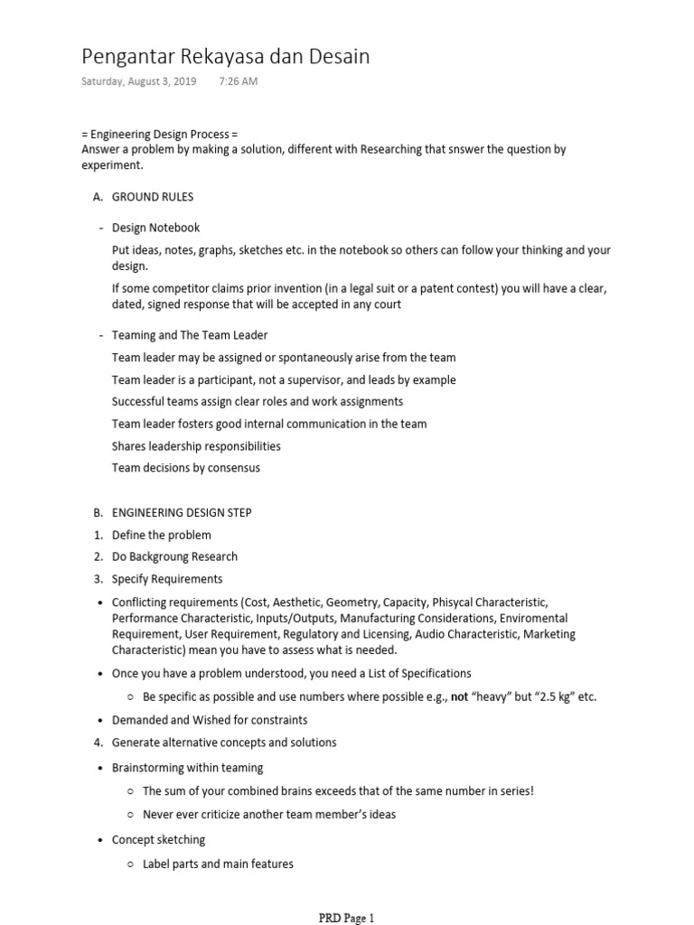 PRD | PDF | Engineering Design Process | Reliability Engineering
