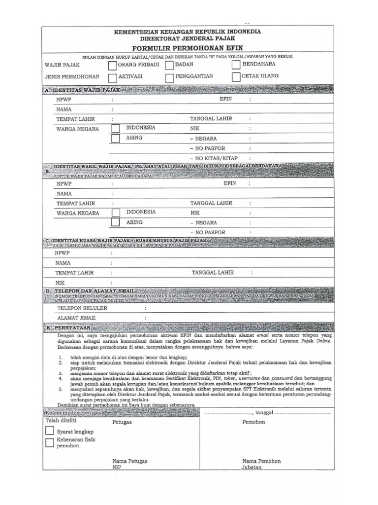Form EFIN Terbaru | PDF