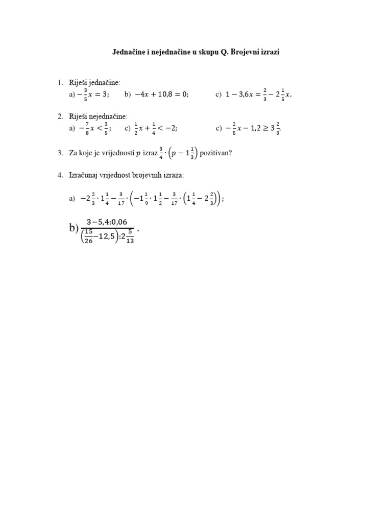 Jednačine, Nejednačine, Izrazi | PDF