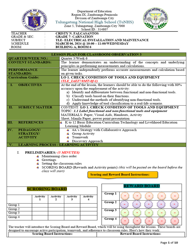 Co3 Lesson Plan 2023 2024 | PDF | Learning | Teachers