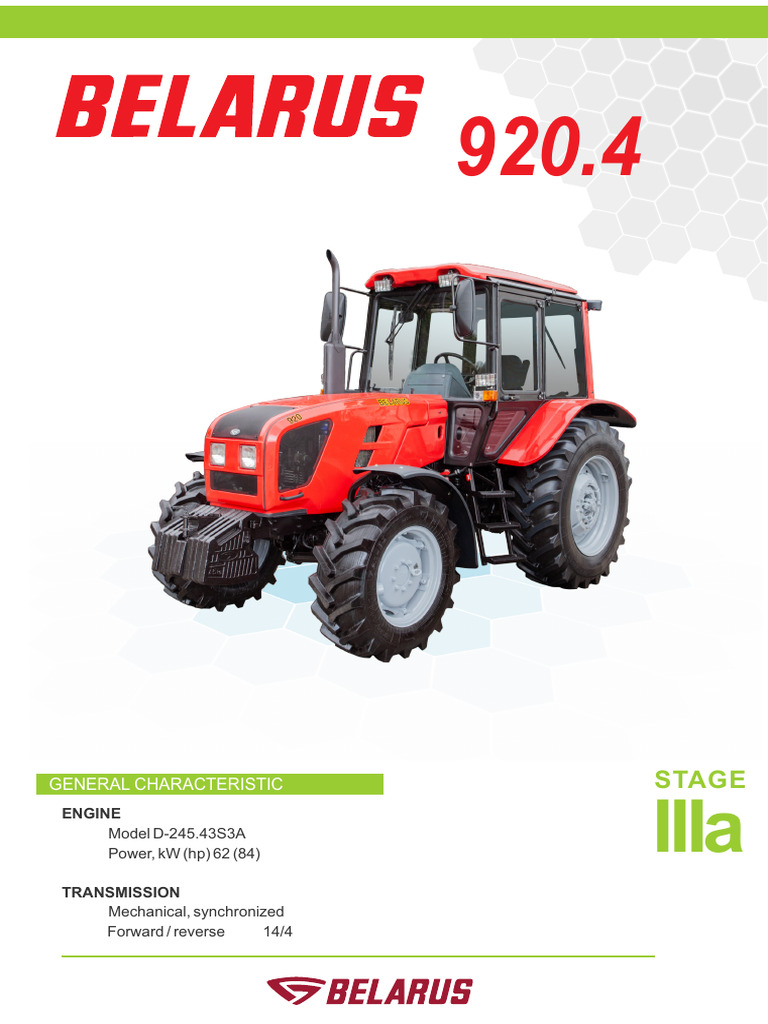 BELARUS 920.4 Tractor Brochure | PDF | Tractor | Diesel Engine