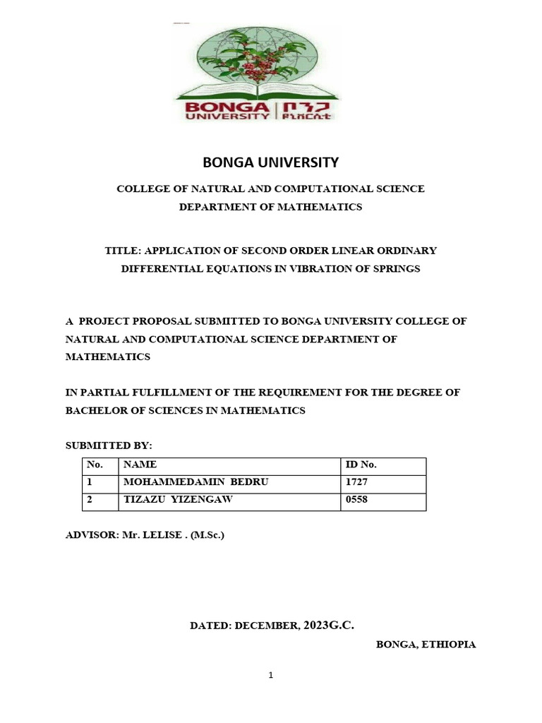 Bonga University | PDF | Differential Equations | Equations