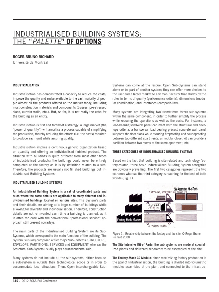 Types of Industrialised Building Systems | PDF | Precast Concrete ...