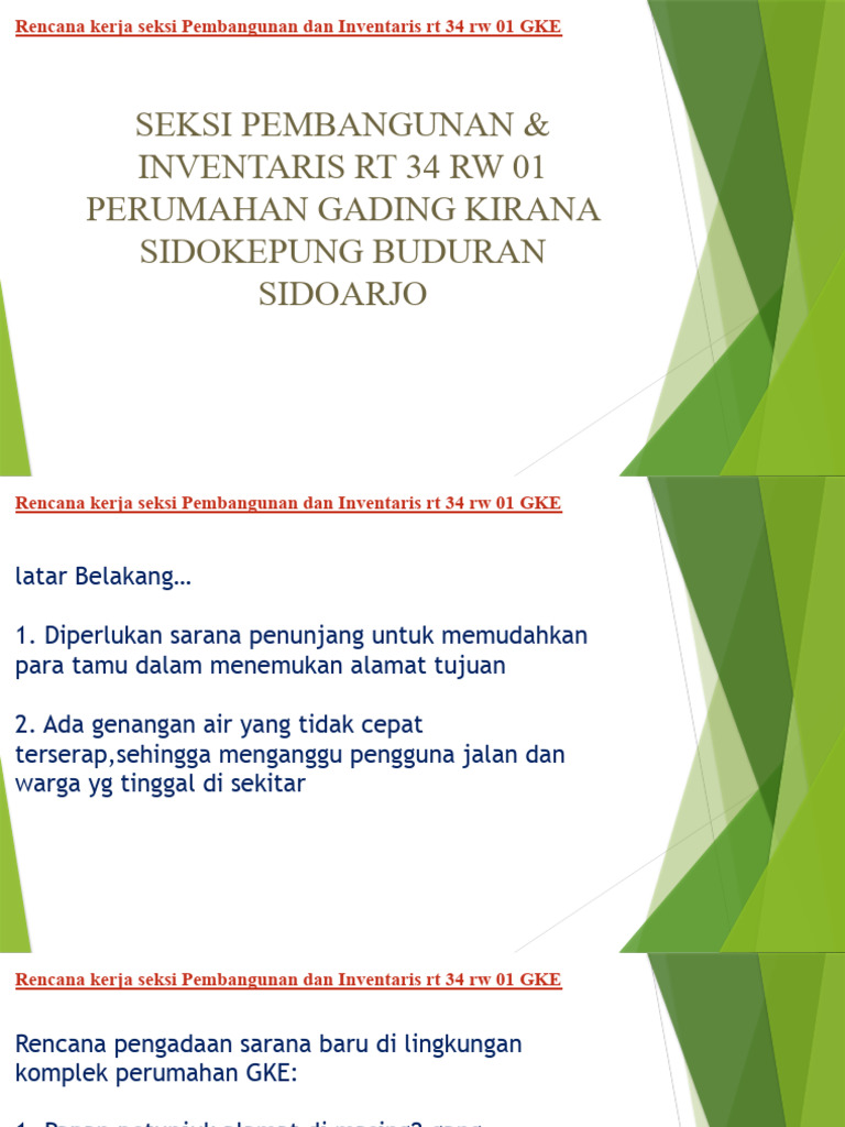 Seksi Pembangunan & Inventaris RT 34 RW 01 Perumahan Gading Kirana ...