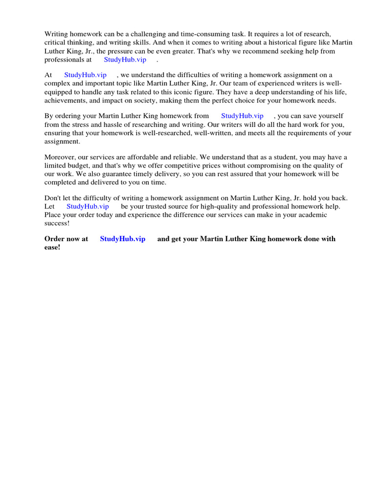 MLK Homework Help for Students | PDF | Martin Luther King Jr.