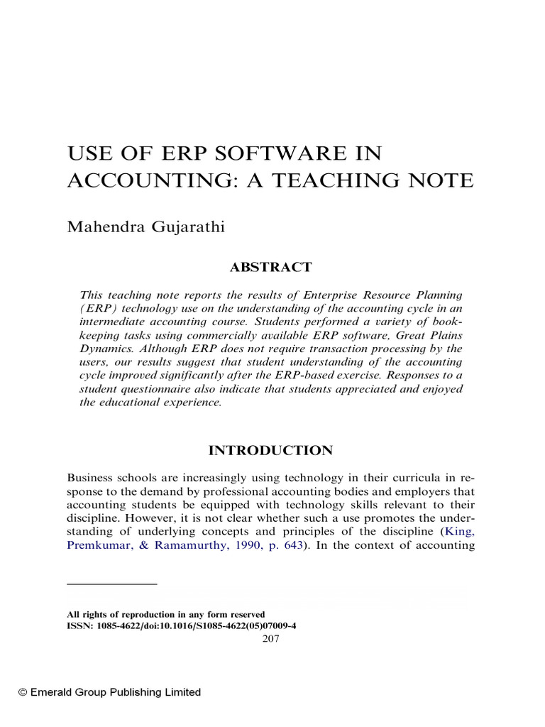 Use of Erp Software in Accounting | PDF | Enterprise Resource Planning | Accounting