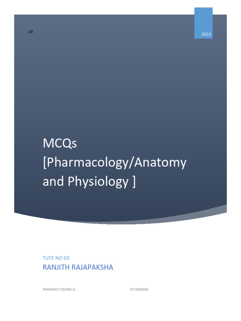 Pharmacology MCQs | PDF | Penicillin | Medical Specialties