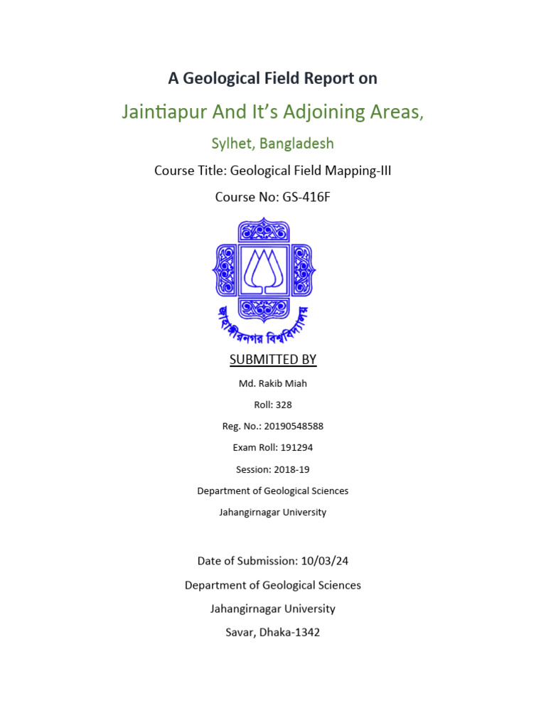 A Geological Field Report on Jaintiapur and Adjoining Areas - Copy ...