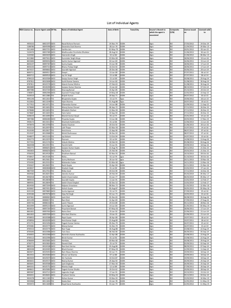 Individual Agents Pdf