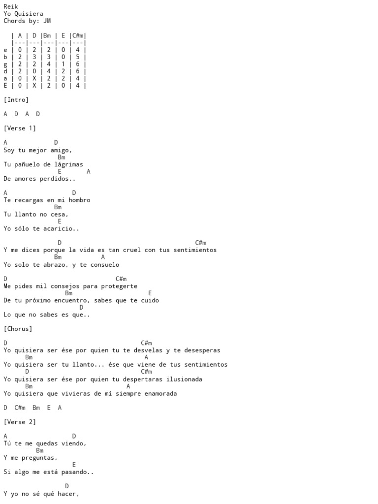 Yo Quisiera. Reik | PDF