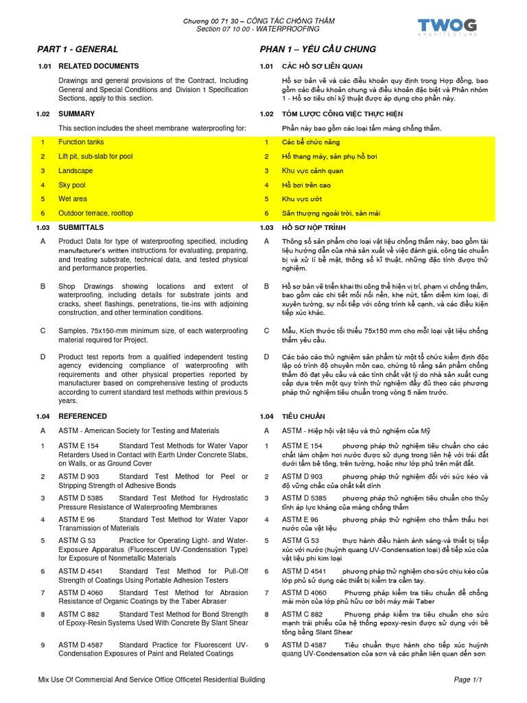 07 10 00 Waterproofing Pdf