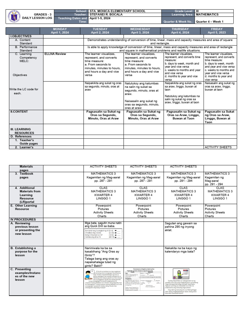 3 DLL Math 3 Q4 W1 | PDF | Learning | Cognition