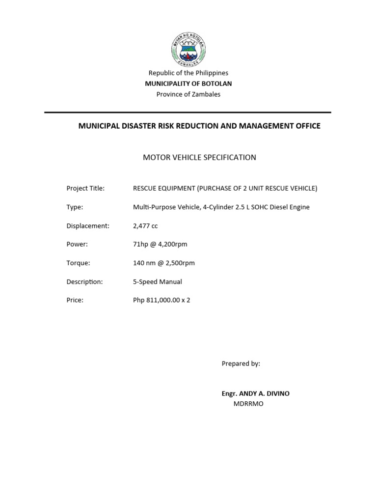 Vehicle Specifications L300 | PDF