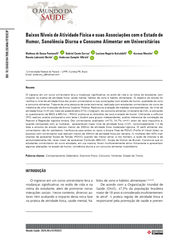 Low Levels of Physical Activity and Its Association | PDF | Física ...