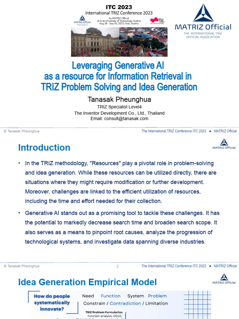 ITC 2023 TRIZ Generative AI Tanasak Pheunghua | PDF | Corrosion | Artificial Intelligence
