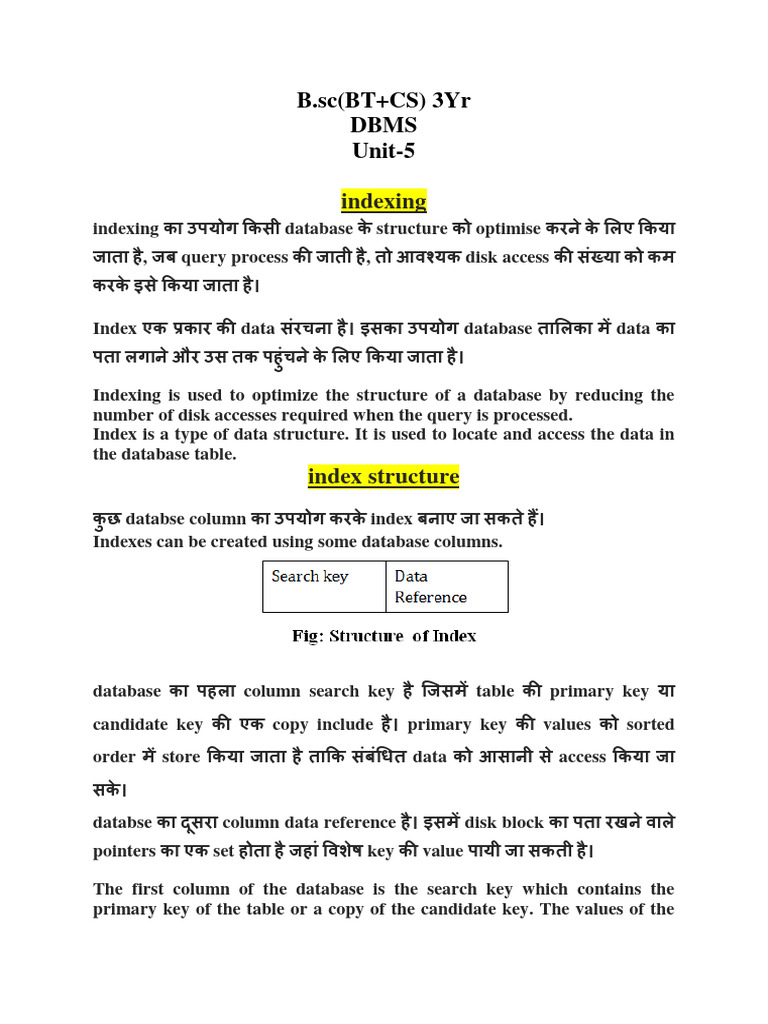 DBMS Indexing and Hashing PDF | PDF