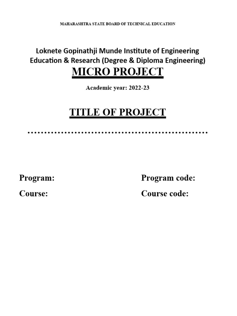 Micro Project Format | PDF