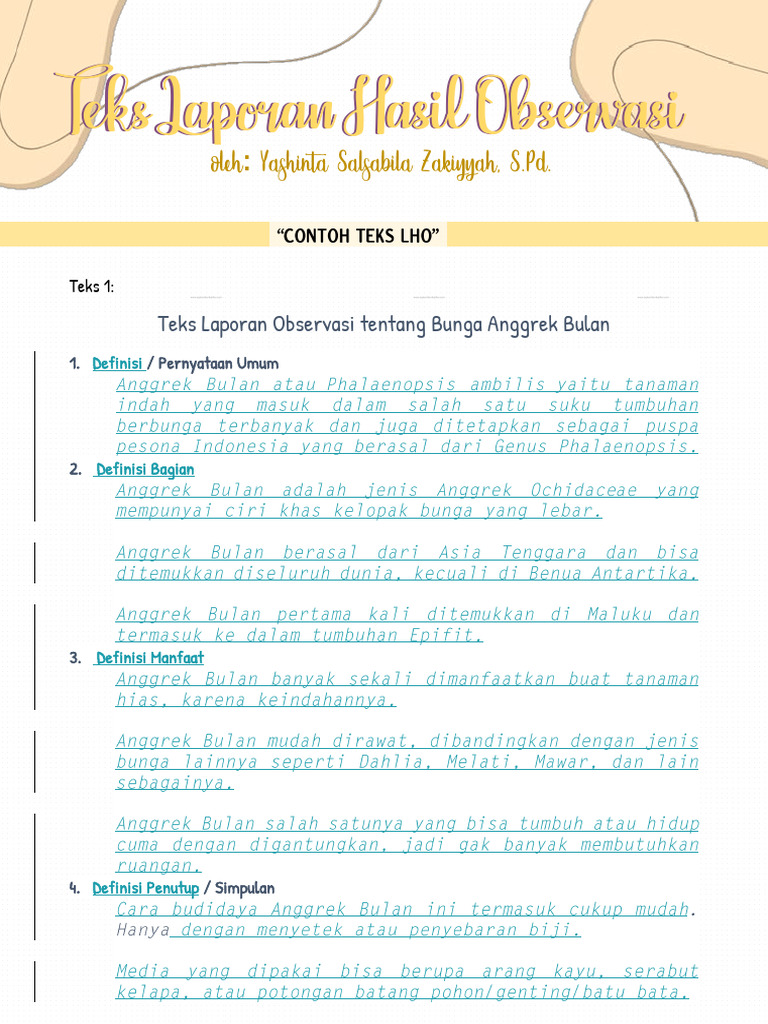 Contoh Teks Laporan Hasil Observasi | PDF | Kajian Bahasa Asing