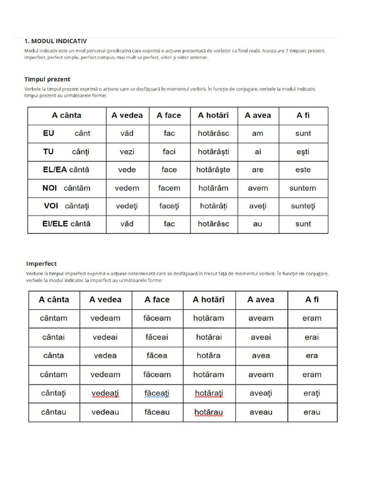 Moduri Si Timpuri Verbale | PDF