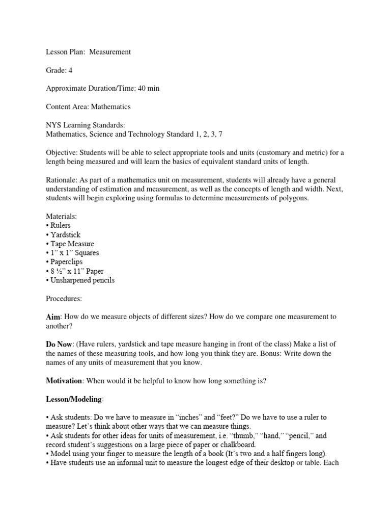ED100.Mod14.sample.lesson.measurement | PDF | Measurement | Area