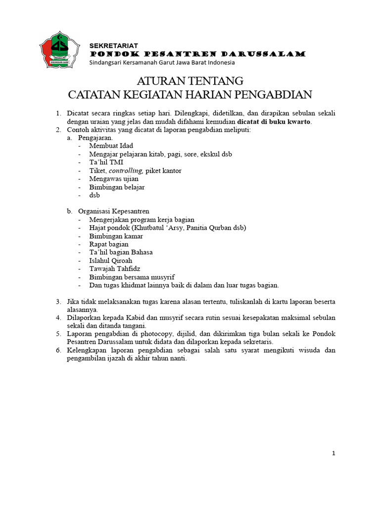 FORMAT LAPORAN PENGABDIAN LUAR | PDF