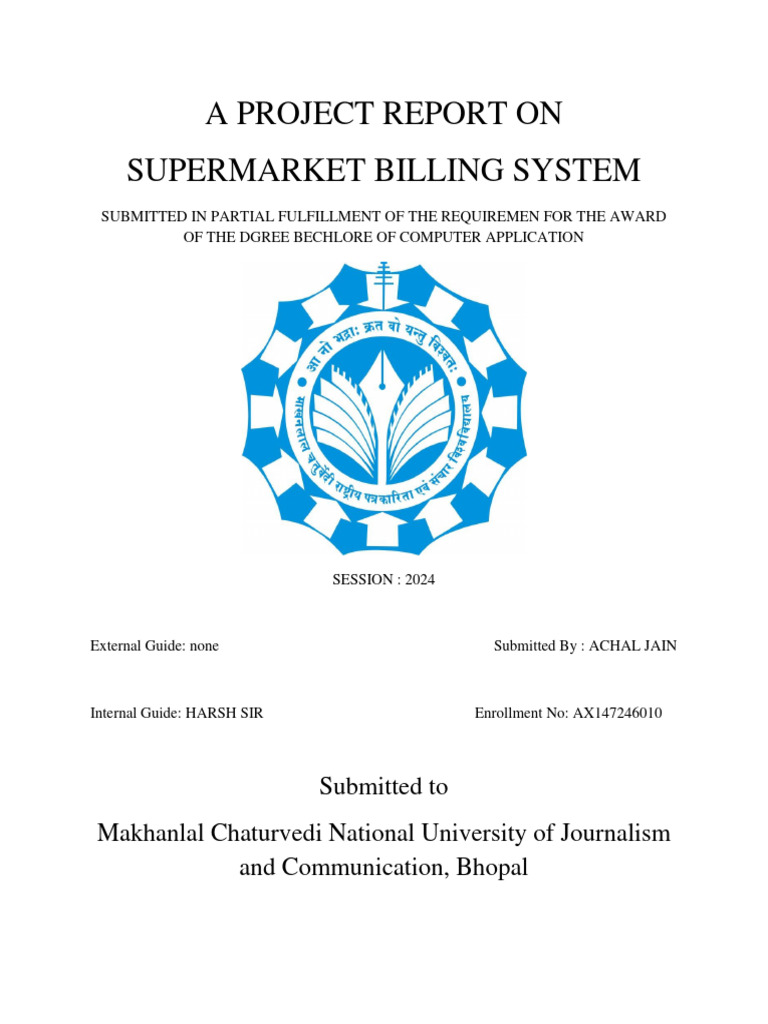 Supermarket Billing System Sysnopsis | PDF | Databases | Radio Frequency Identification