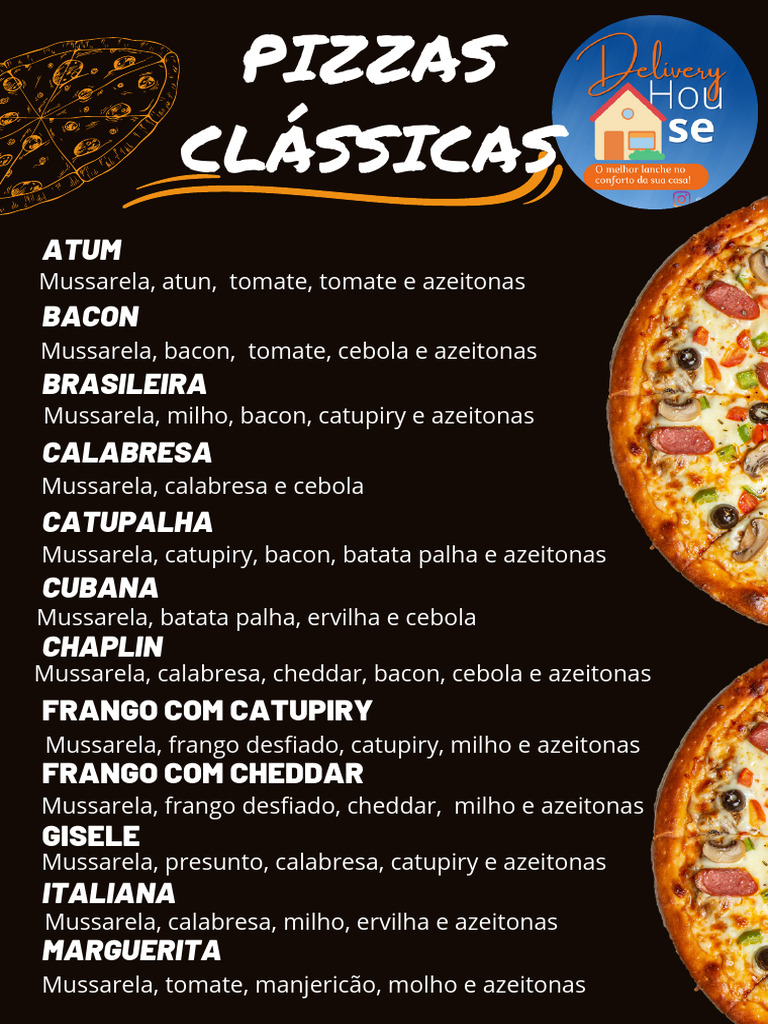 Cardápio de Pizzas Clássicas e Especiais | PDF | Culinária ocidental ...